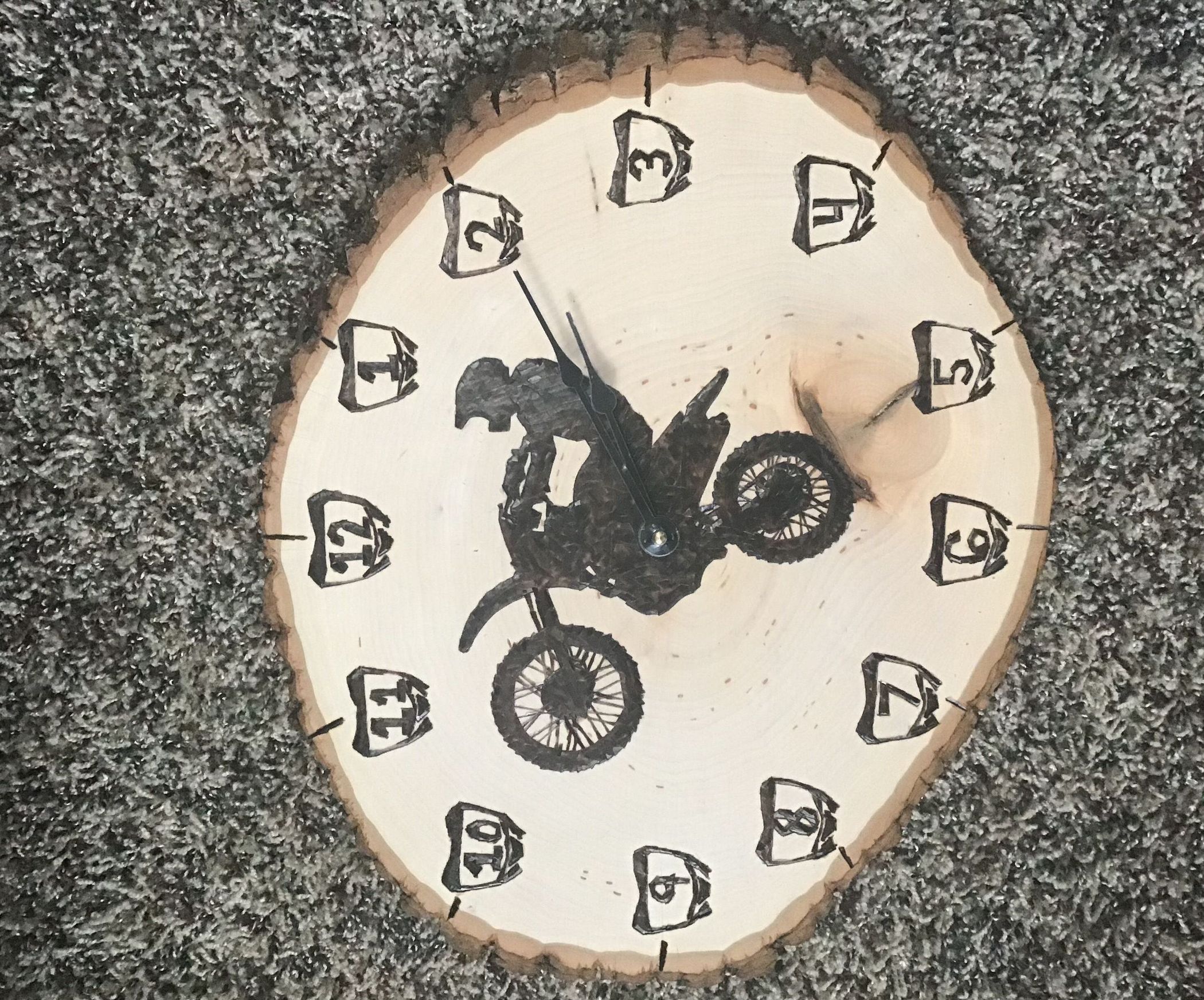 DIY Wood Burnt Dirt Bike Clock : 6 Steps - Instructables