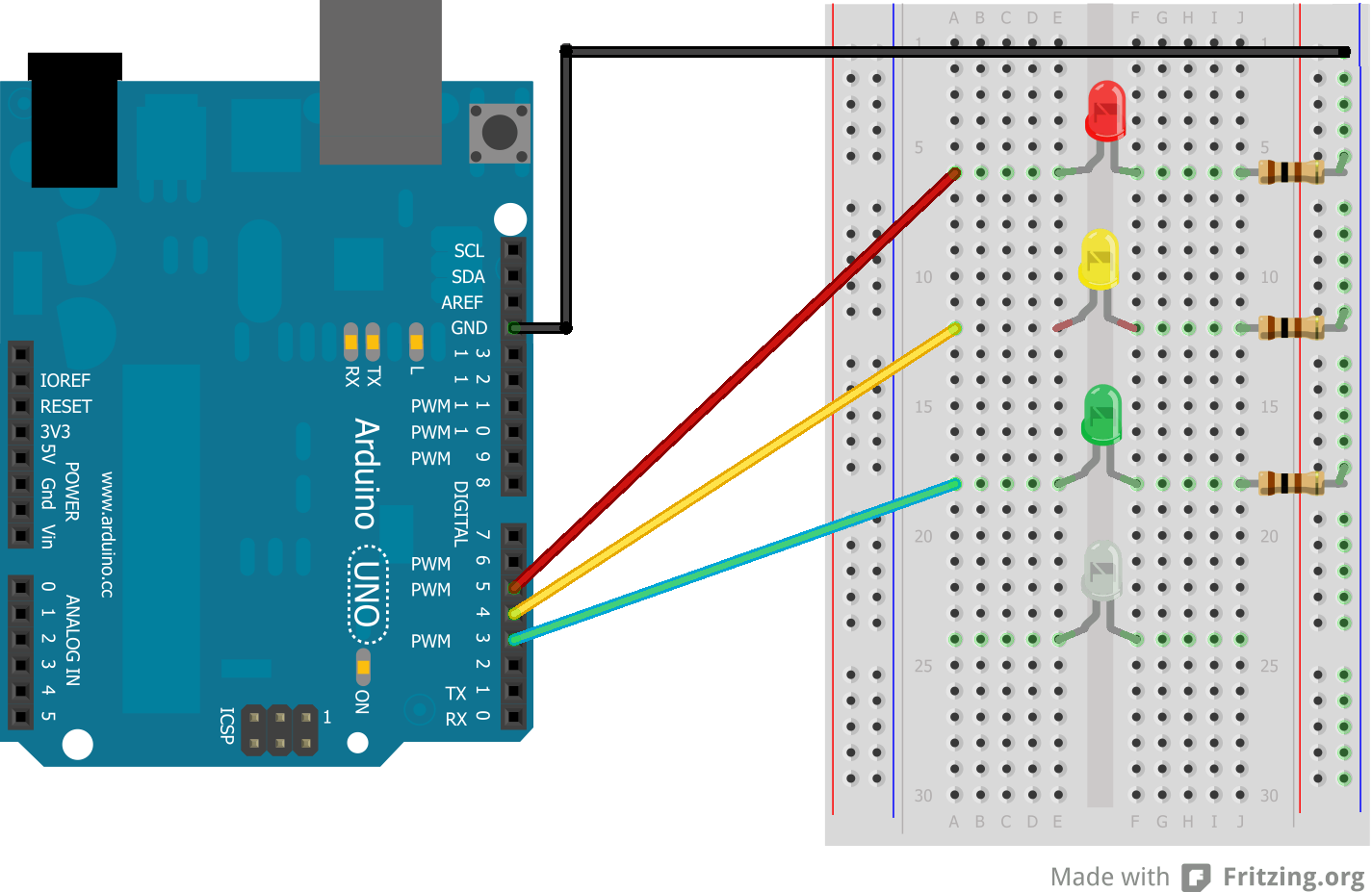 Arduino Street Traffic Light - Breadboard Edition : 13 Steps ...