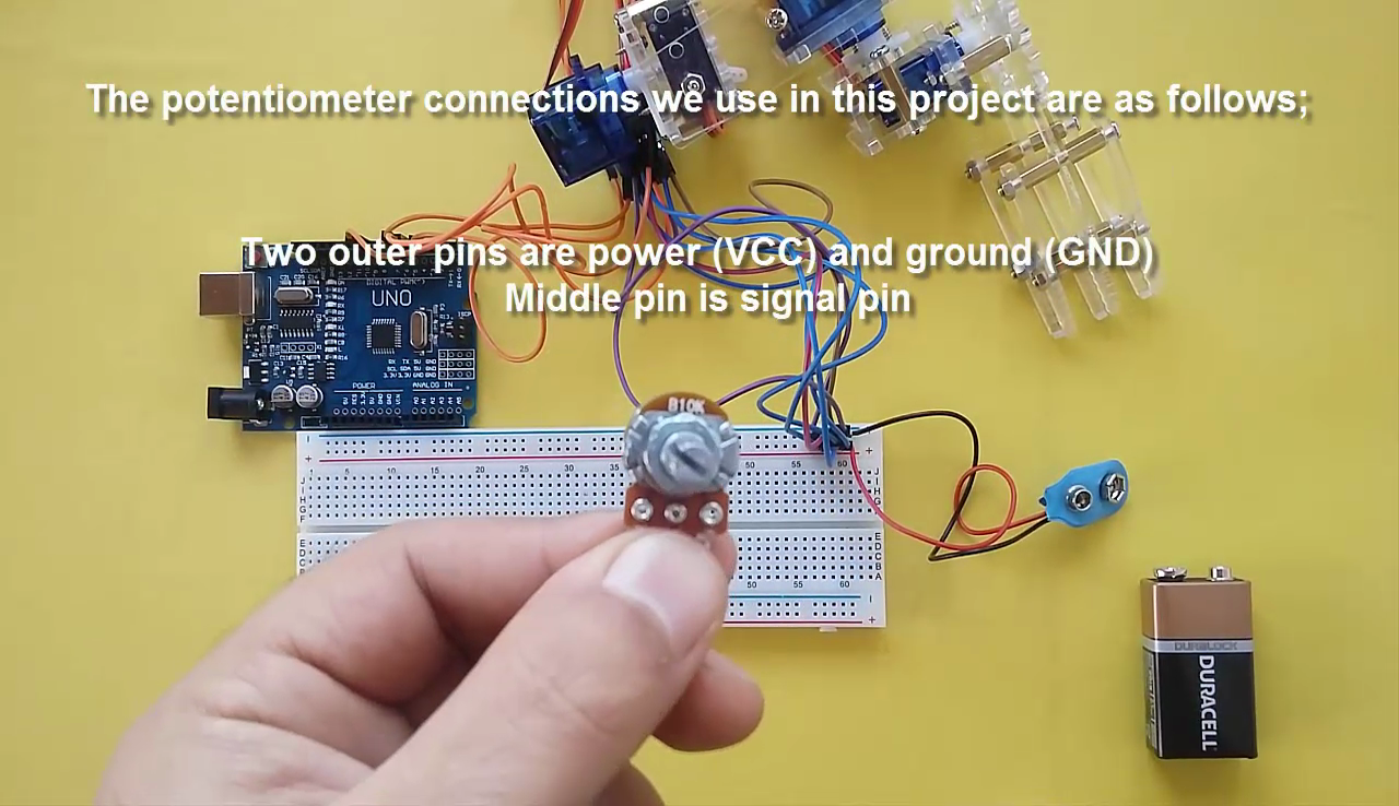Arduino - Robotic Arm Control With A Potentiometer : 4 Steps (with 