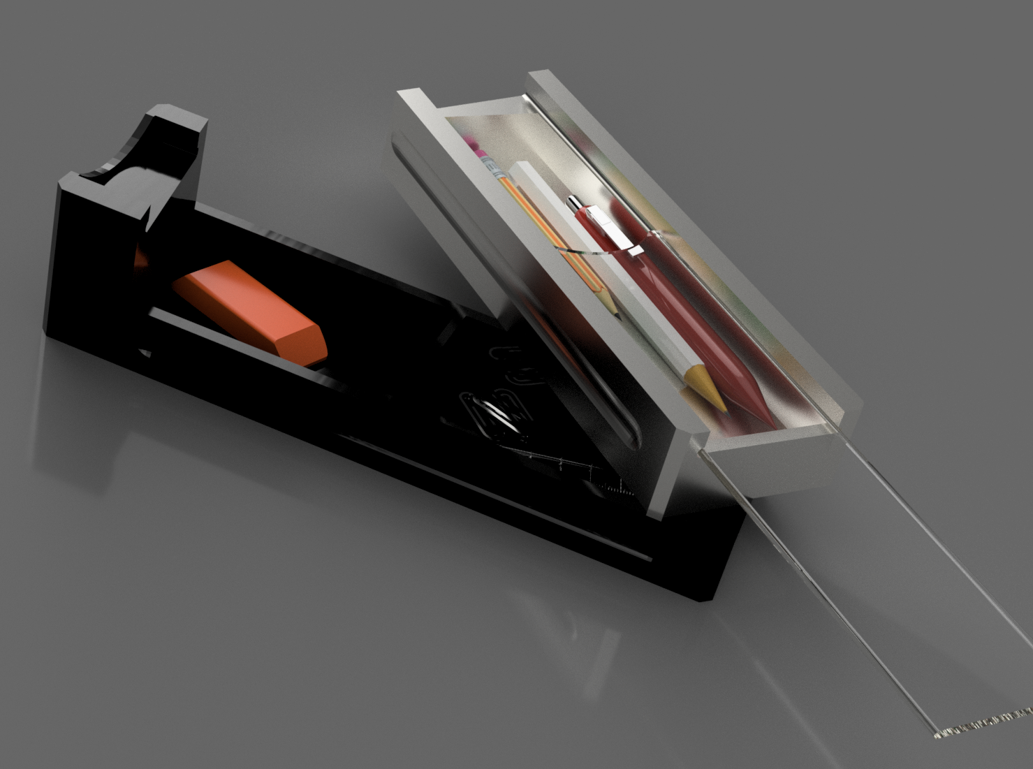 Pencil Box - Two Levels - Sliding Cover Lock - 3D Printed : 3 Steps ...