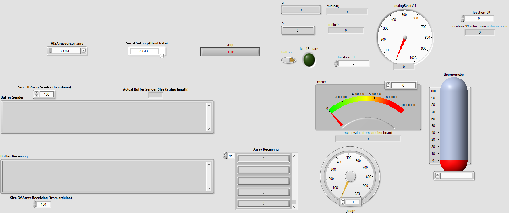 Labview VISA+Arduino Send and Receive 100 Float Values (3 Digit of ...