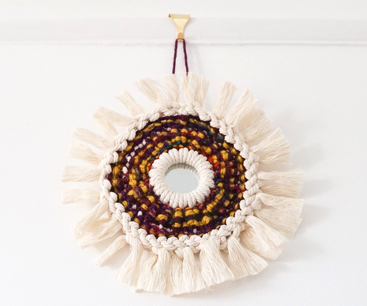 DIY Circular Macramé SUNBURST Ornament | Woven Rope & Fibre Mirror ...