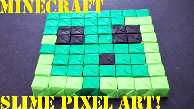 How to Make an Origami Minecraft Slime Pixel Art (No Glue or Tape ...