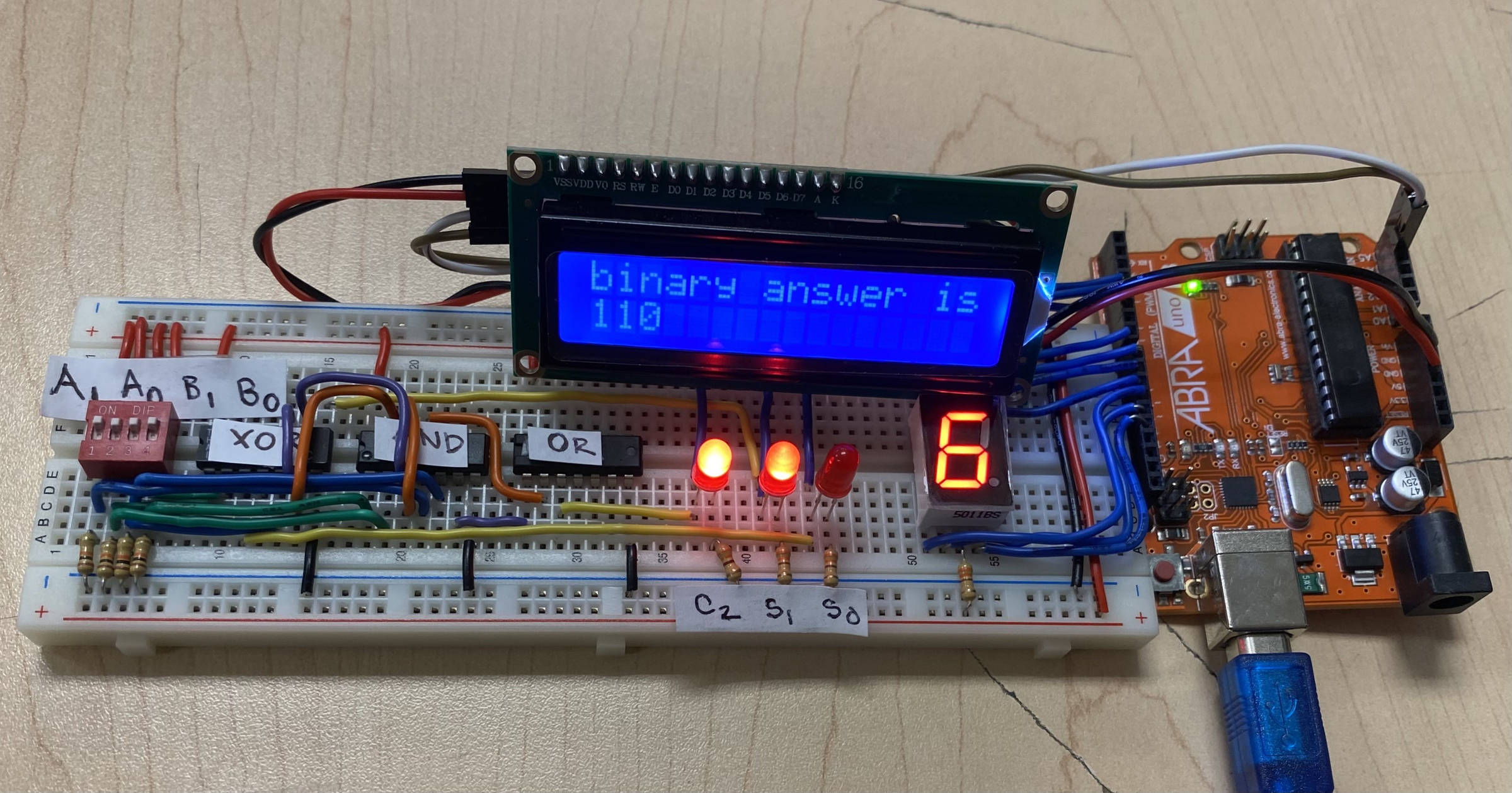 2-Bit Adder With 7-Segment Display and LCD : 6 Steps (with Pictures ...