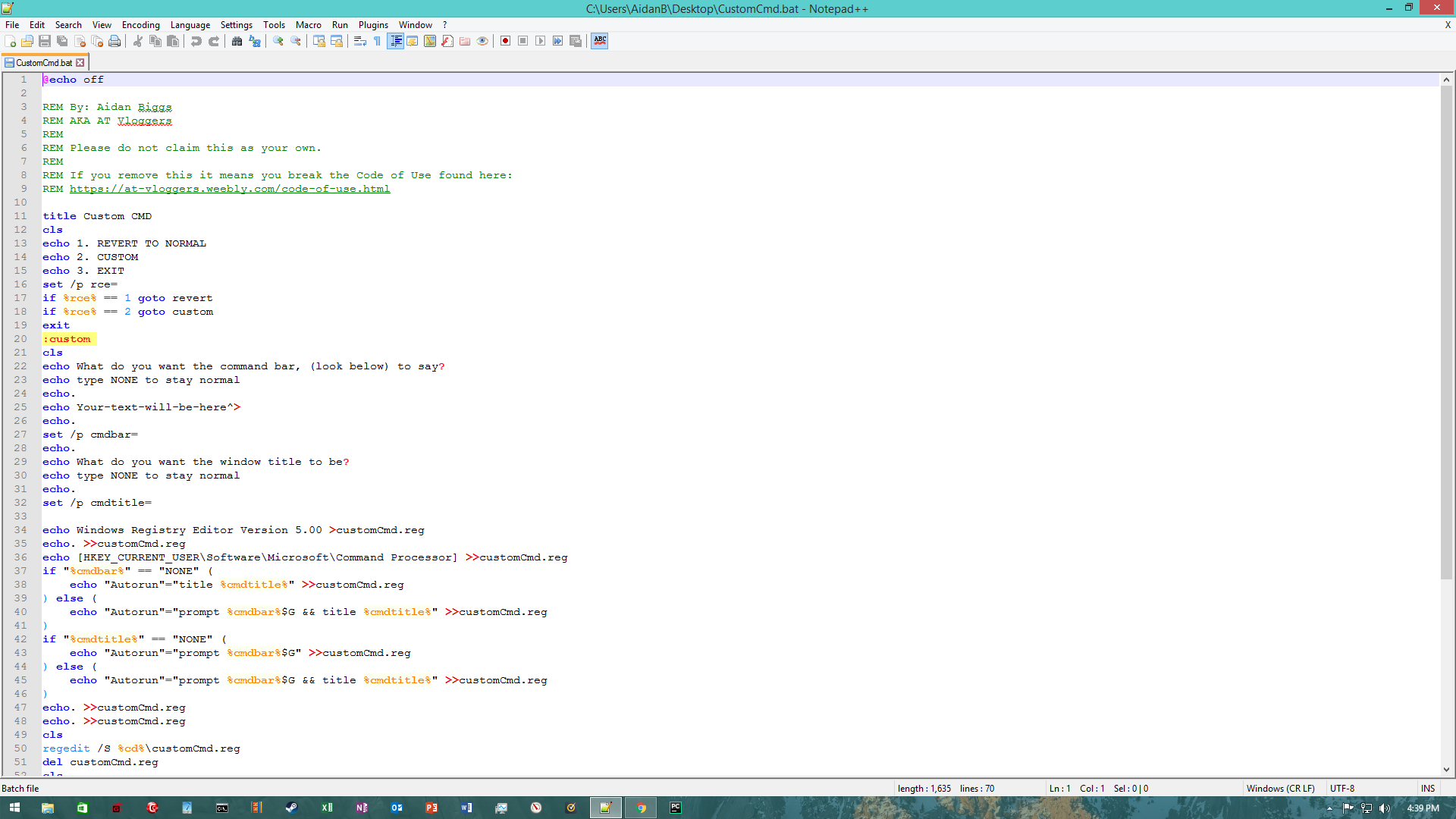 Code a CustomCmd Script for Windows Command Prompt : 6 Steps ...