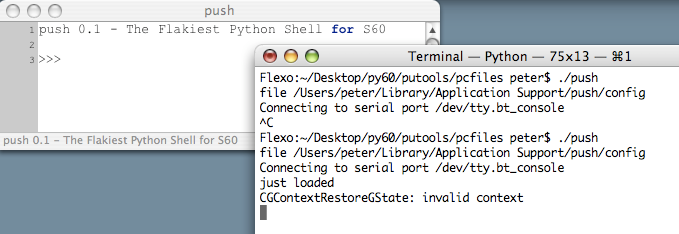 PyS60: PUTools, Advanced Python Console From Your Nokia Phone on Your Mac (OSX 10.4 Tiger) : 5 ...