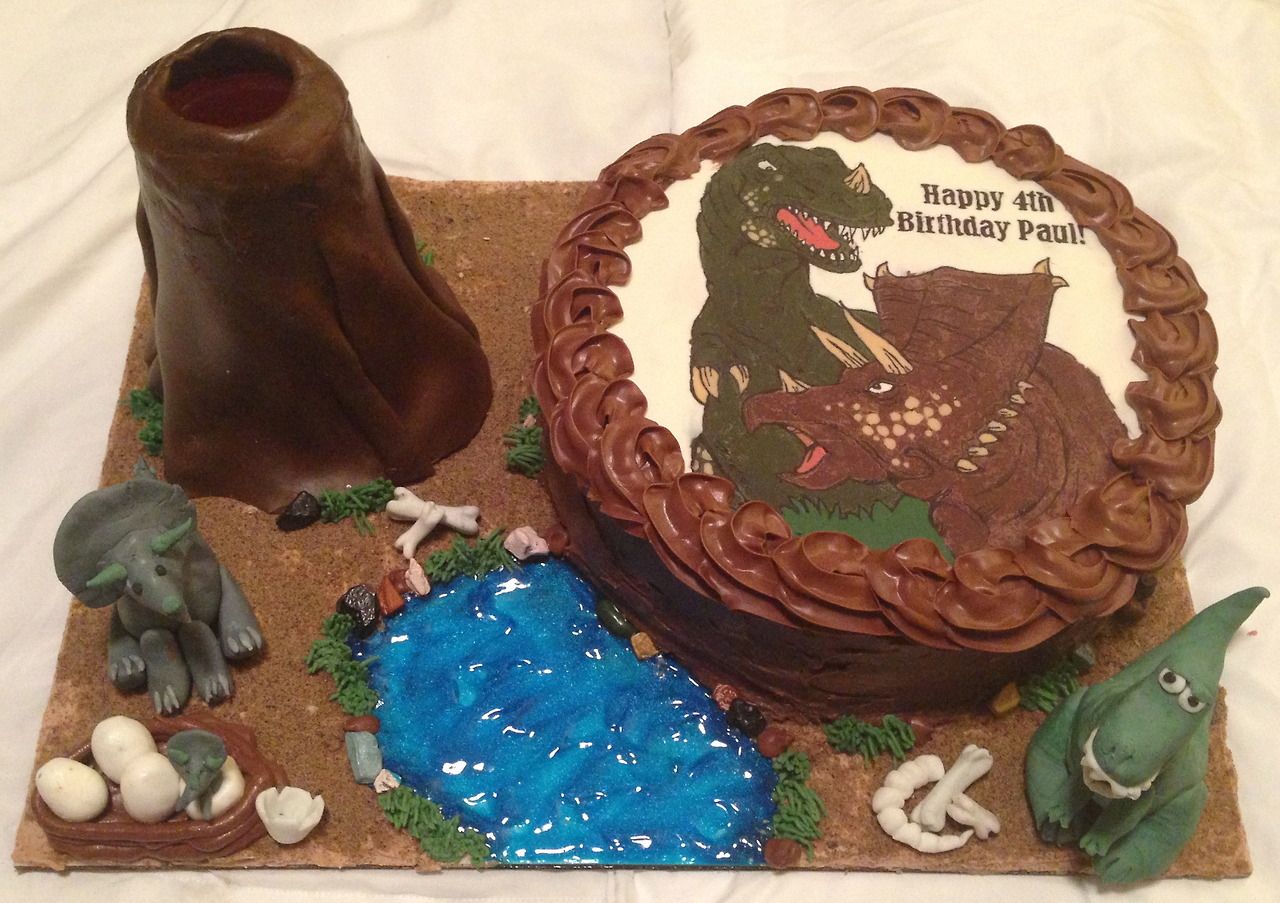 Edible Erupting Volcano Scene and Dinosaur Cake - Instructables