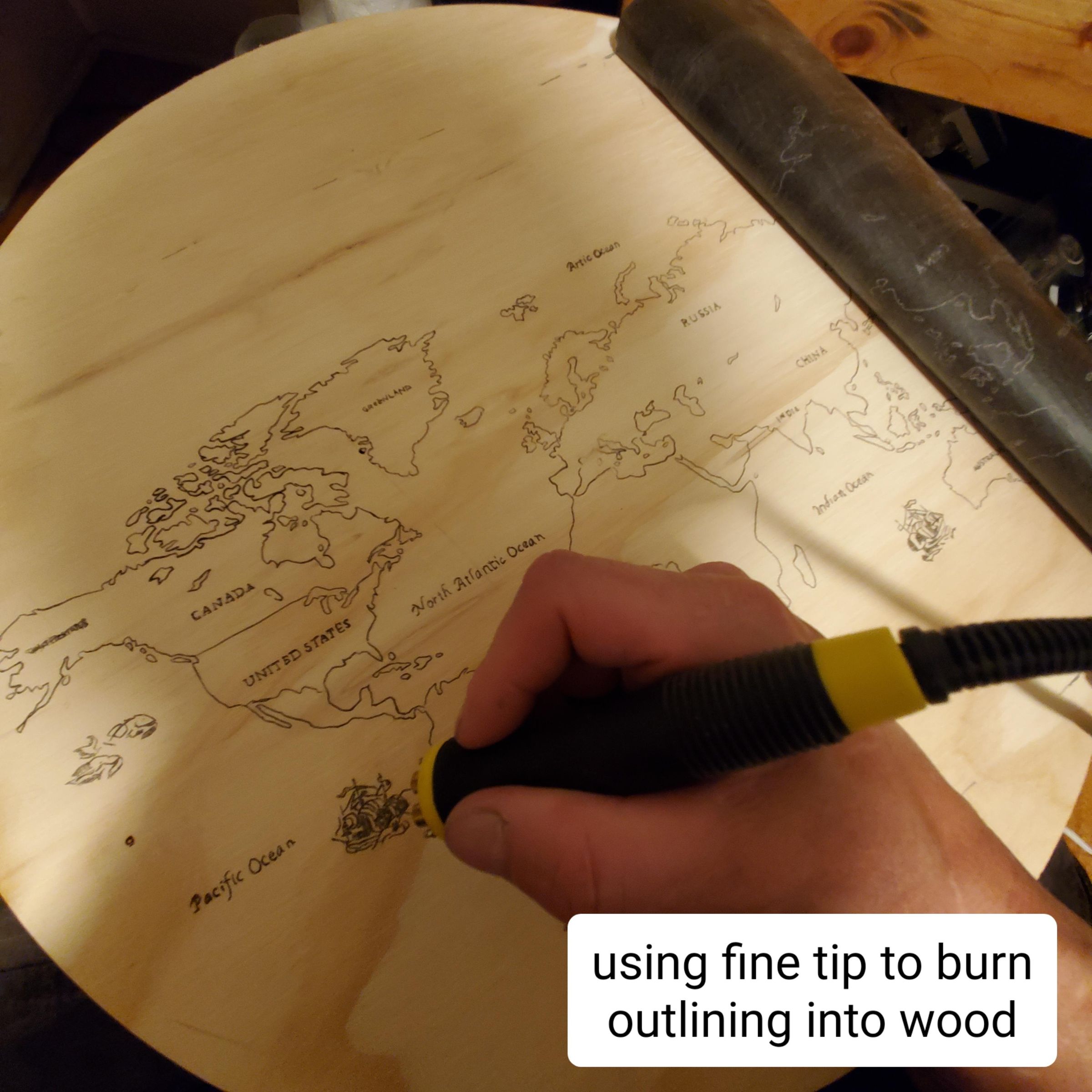 How to Use Pyrography Machine to Burn Map Onto Wood : 5 Steps (with ...