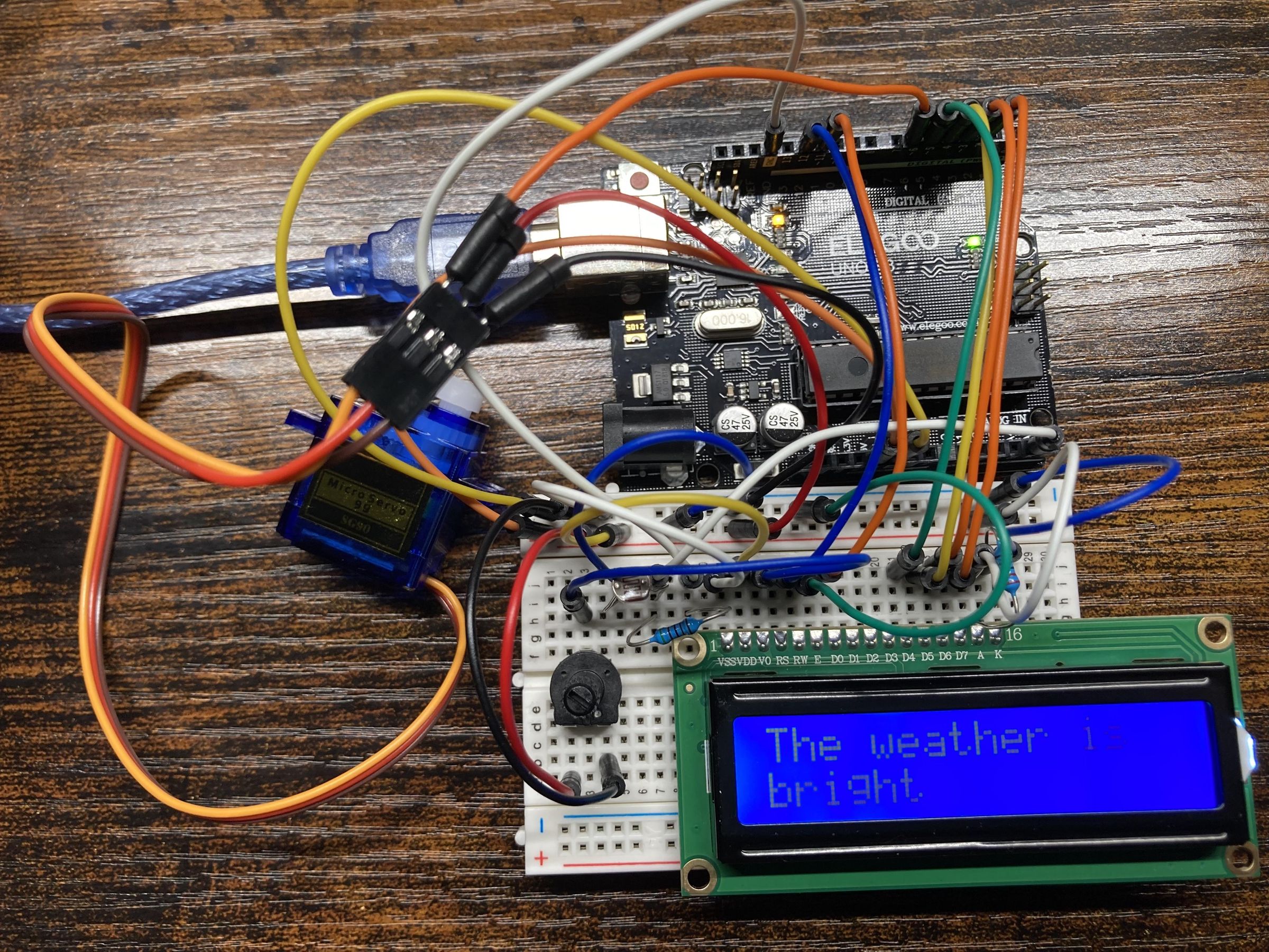 Servo Motor and LCD Project: Output Based on Photoresistor : 3 Steps ...