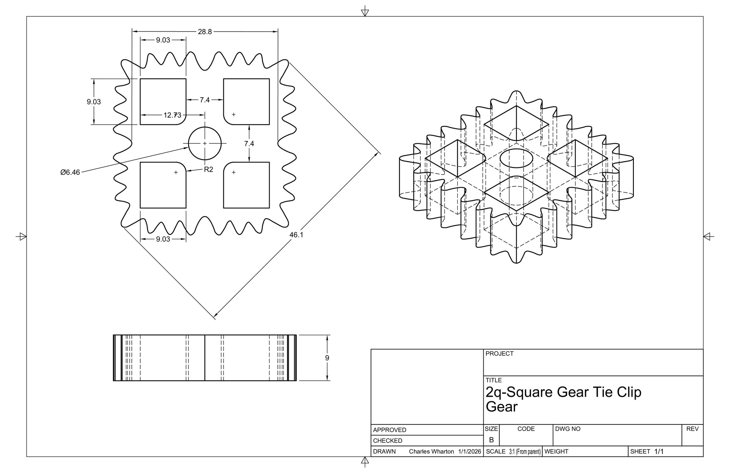 Square Gears Tie Clip : 8 Steps (with Pictures) - Instructables