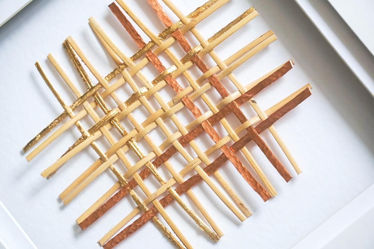 DIY Woven CANE & COPPER Art | Wall Decor Project : 8 Steps (with ...
