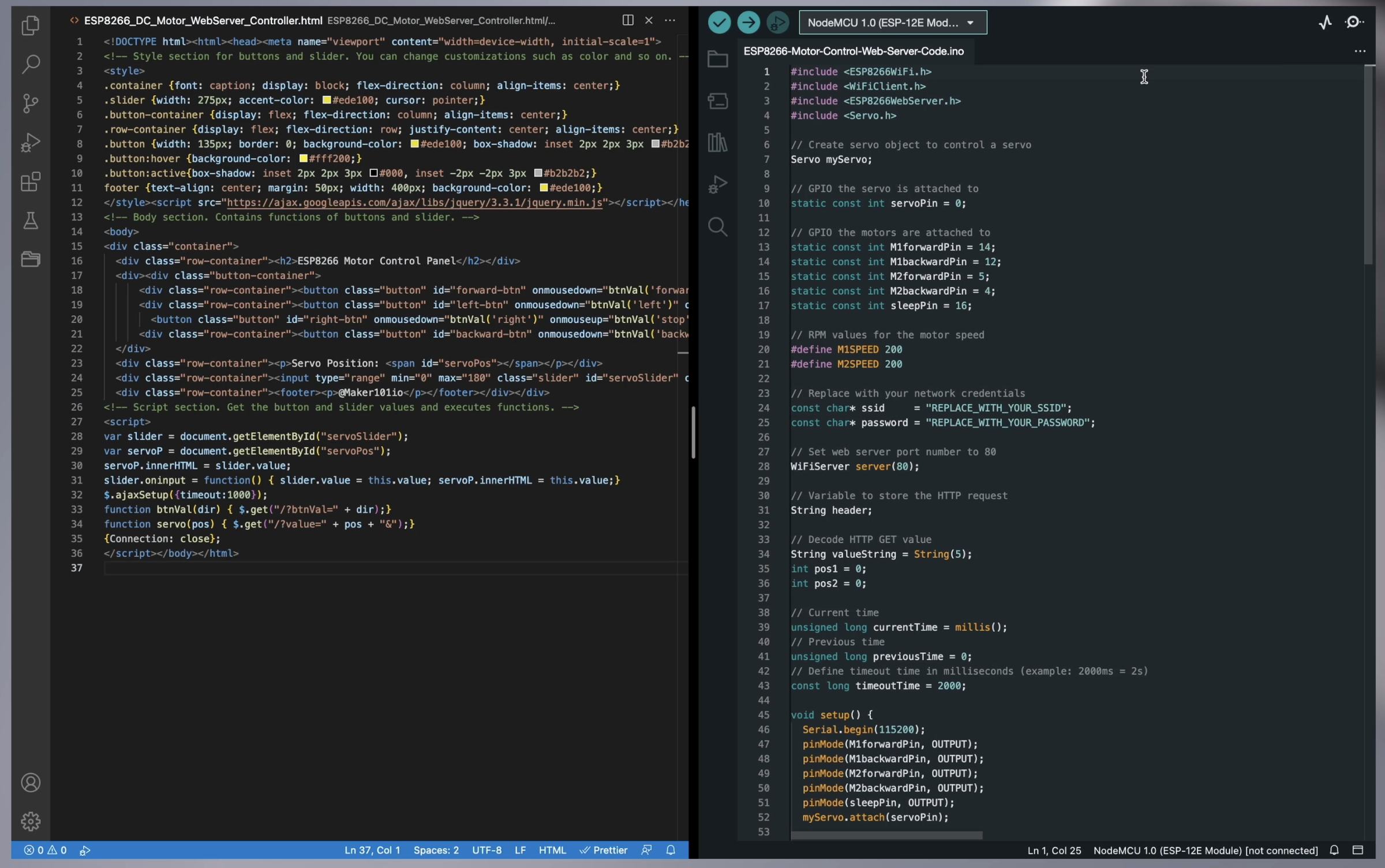 Dc Motor And Servo Motor Control Via Web Server - Esp8266 Http Get 