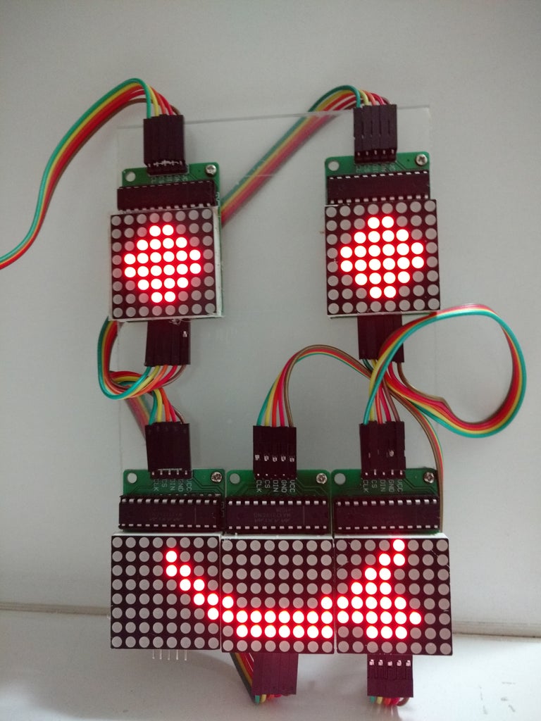 Controlling Led Matrix Array With Arduino Uno Arduino Powered Robot Face 4 Steps With