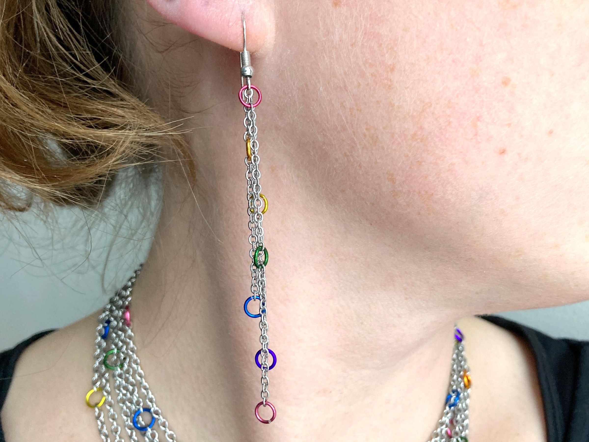 Dangle Rainbow Jump Ring and Chain Earrings : 4 Steps (with Pictures ...