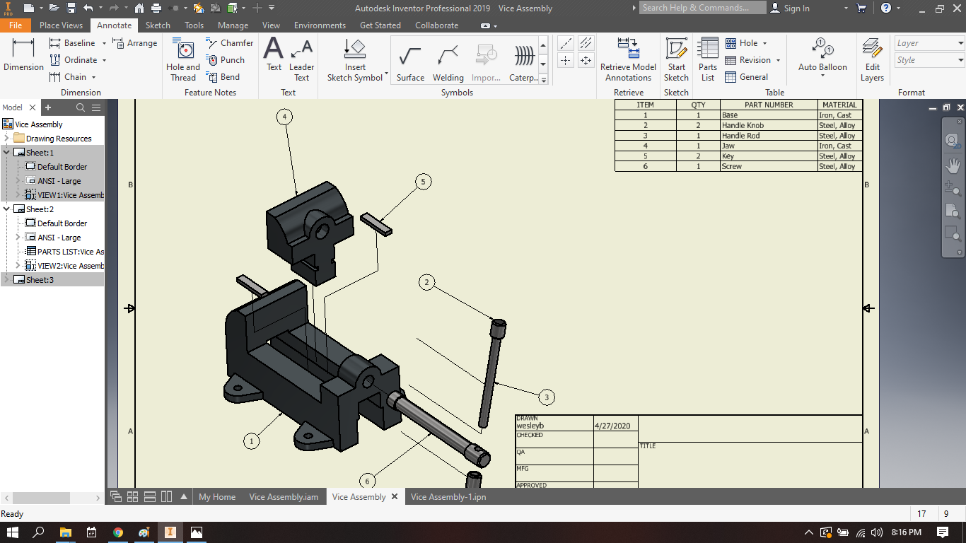 Inventor Assembly, Exploded Assembly, and Materials List : 31 Steps ...