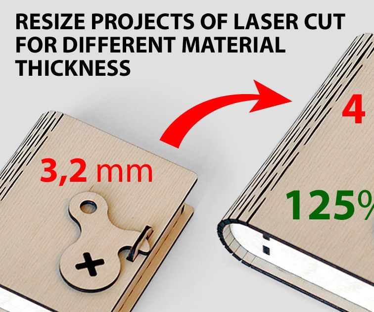 Resize Projects of Laser Cut for Different Material Thickness : 4 Steps ...