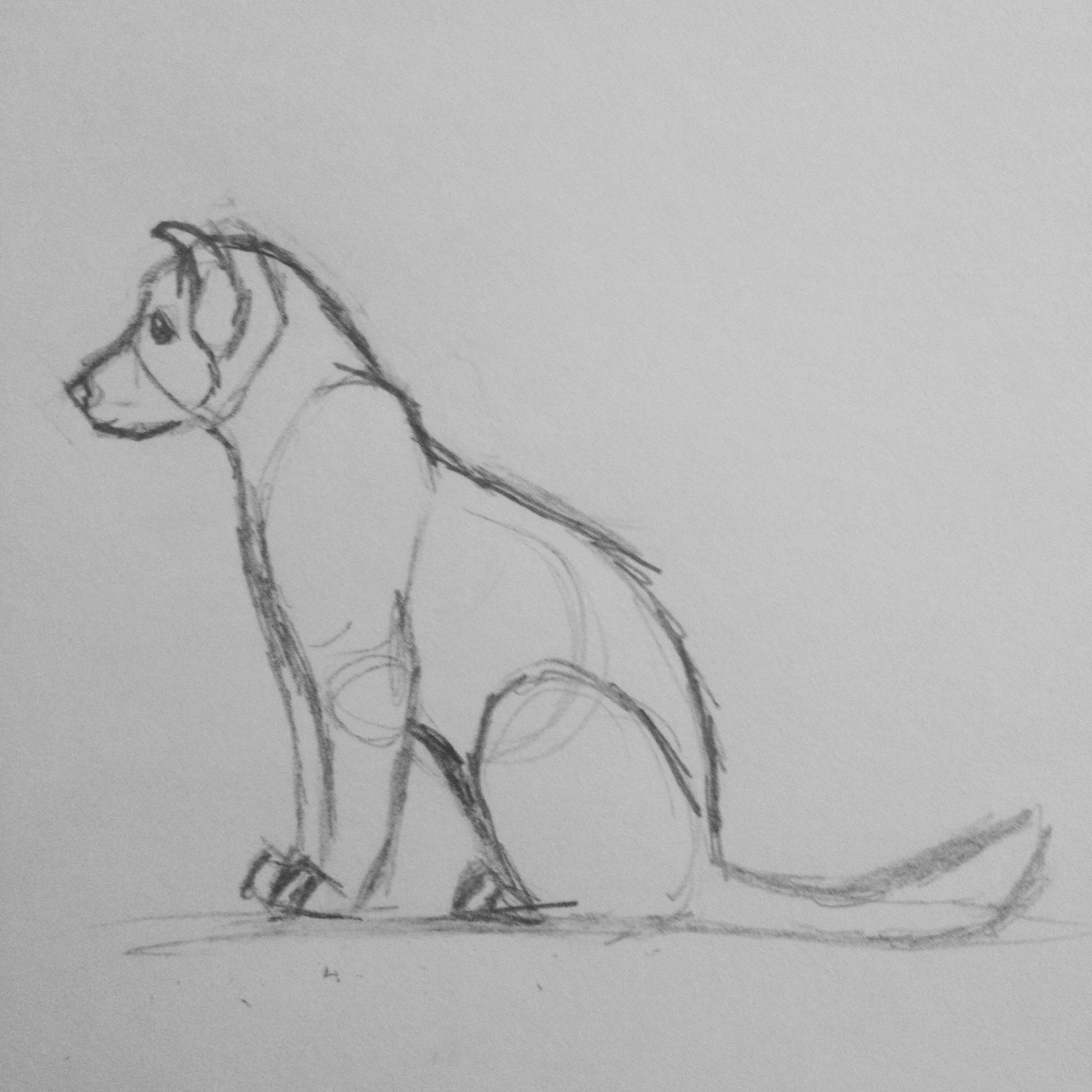 Dog Laying Down Side View Drawing