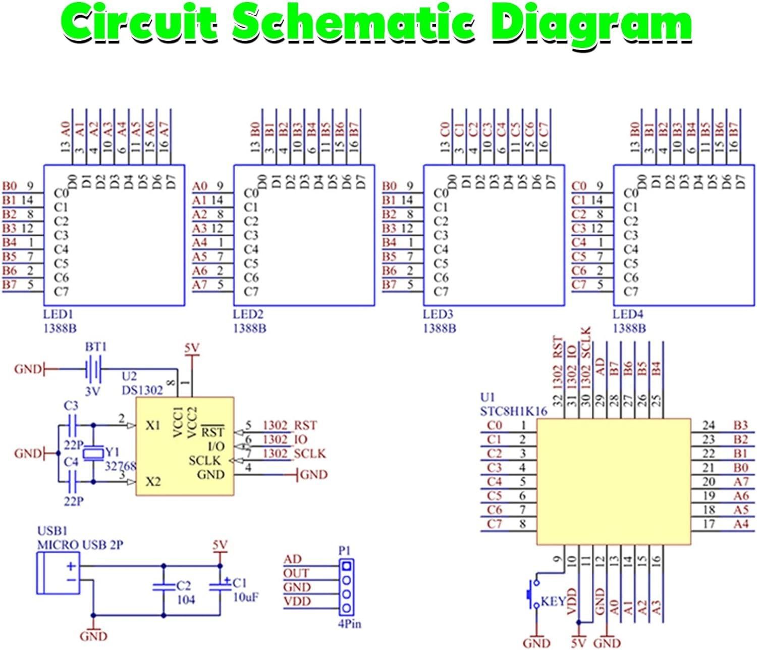 Green LED Dot Matrix Electronic Clock With Music Spectrum Display Soldering Project : 20 Steps ...