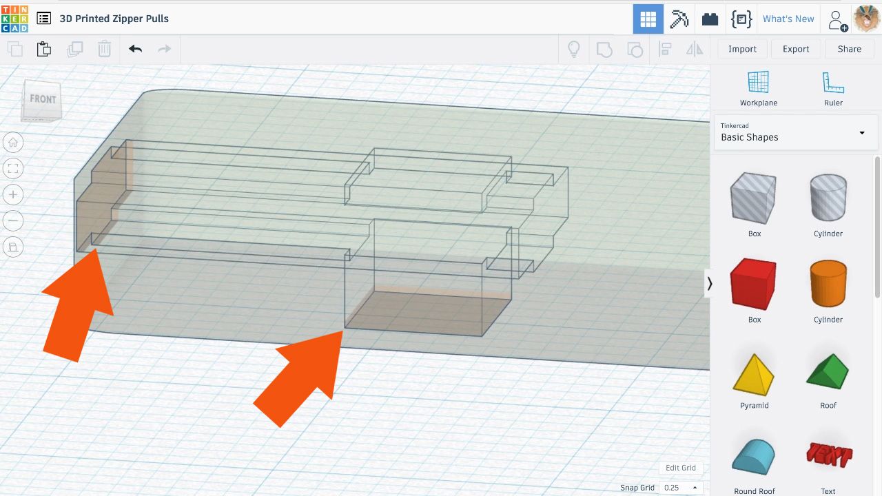 3D Printed Zipper Pulls - Tinkercad