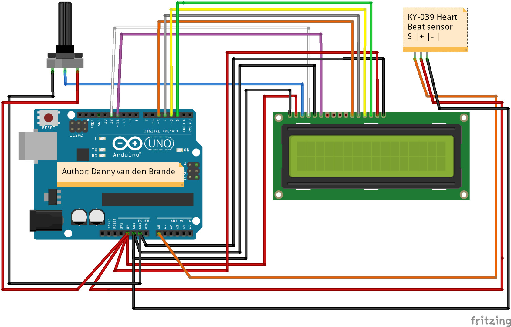 Arduino - Simple Heart Beat Monitor With LCD1602A Using the KY-039 ...