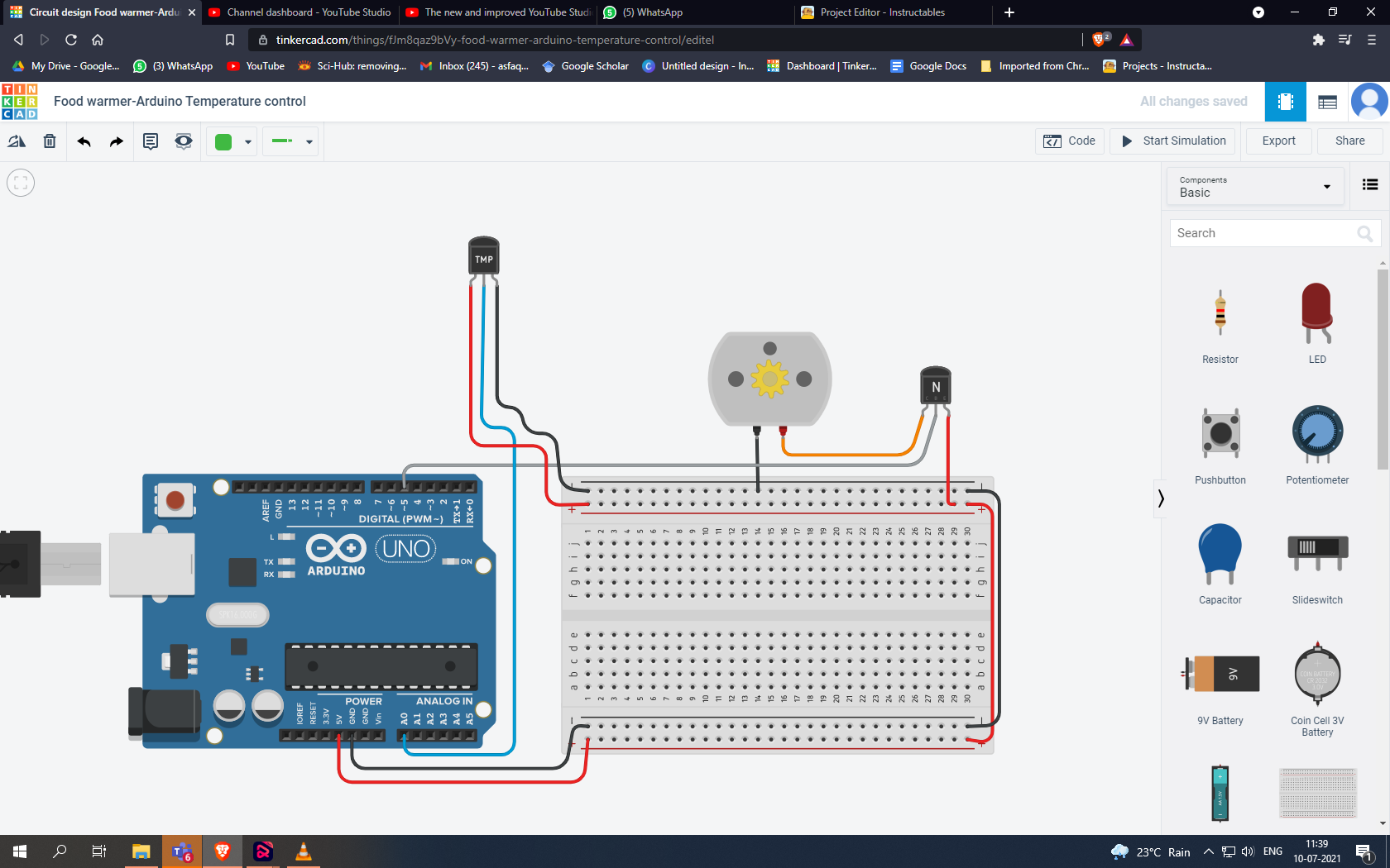Temperature Controlled DC Motor | Arduino TINKERCAD : 4 Steps ...