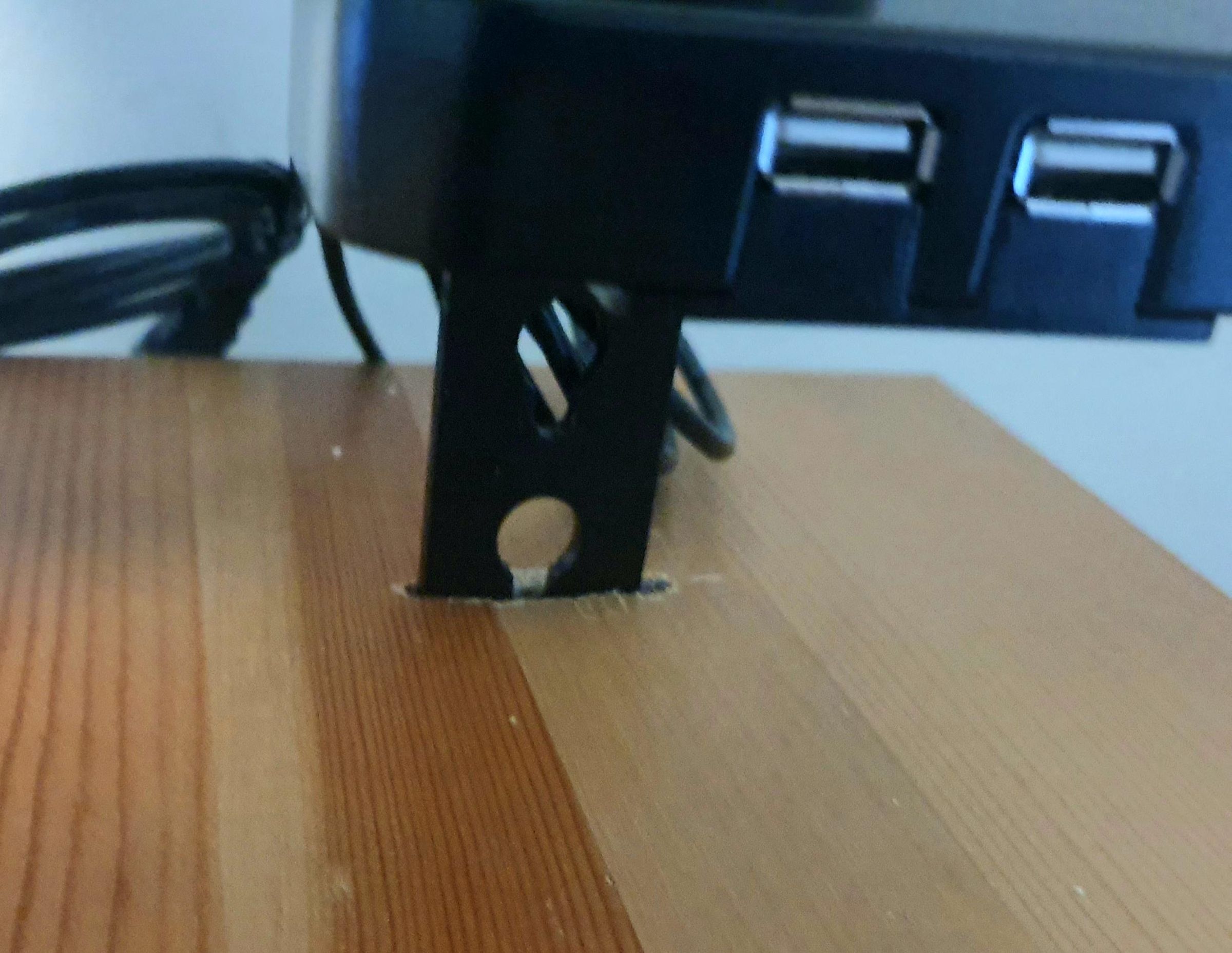Installing a Computer Monitor Arm Through a Wooden Desktop : 4 Steps ...