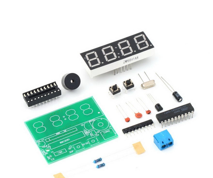 How to Set Up Time and Alarm in C51 4 Bits Digital Electronic Clock DIY ...
