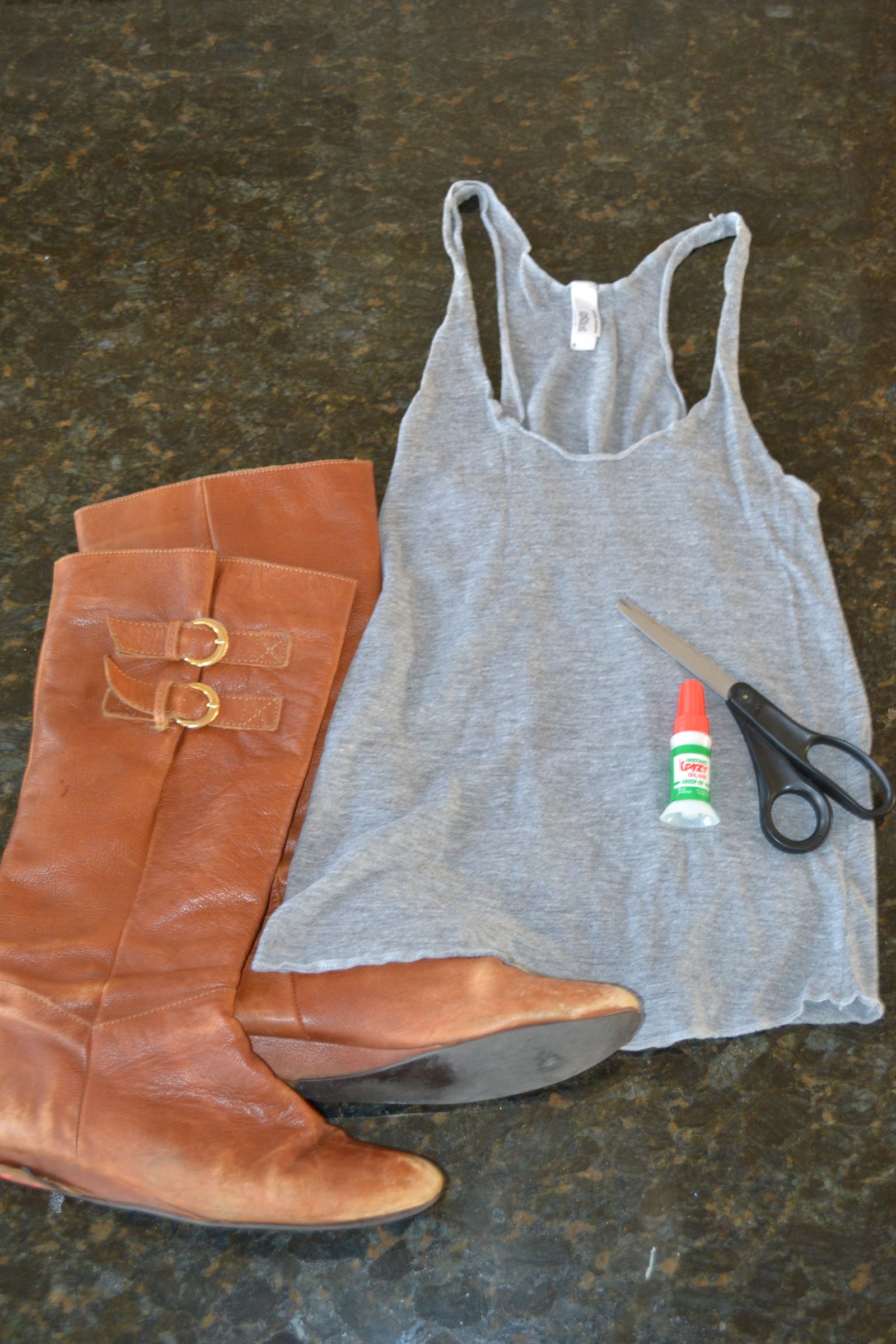 Leather Boots Repurposed Into Embellished Tank Top : 4 Steps (with ...