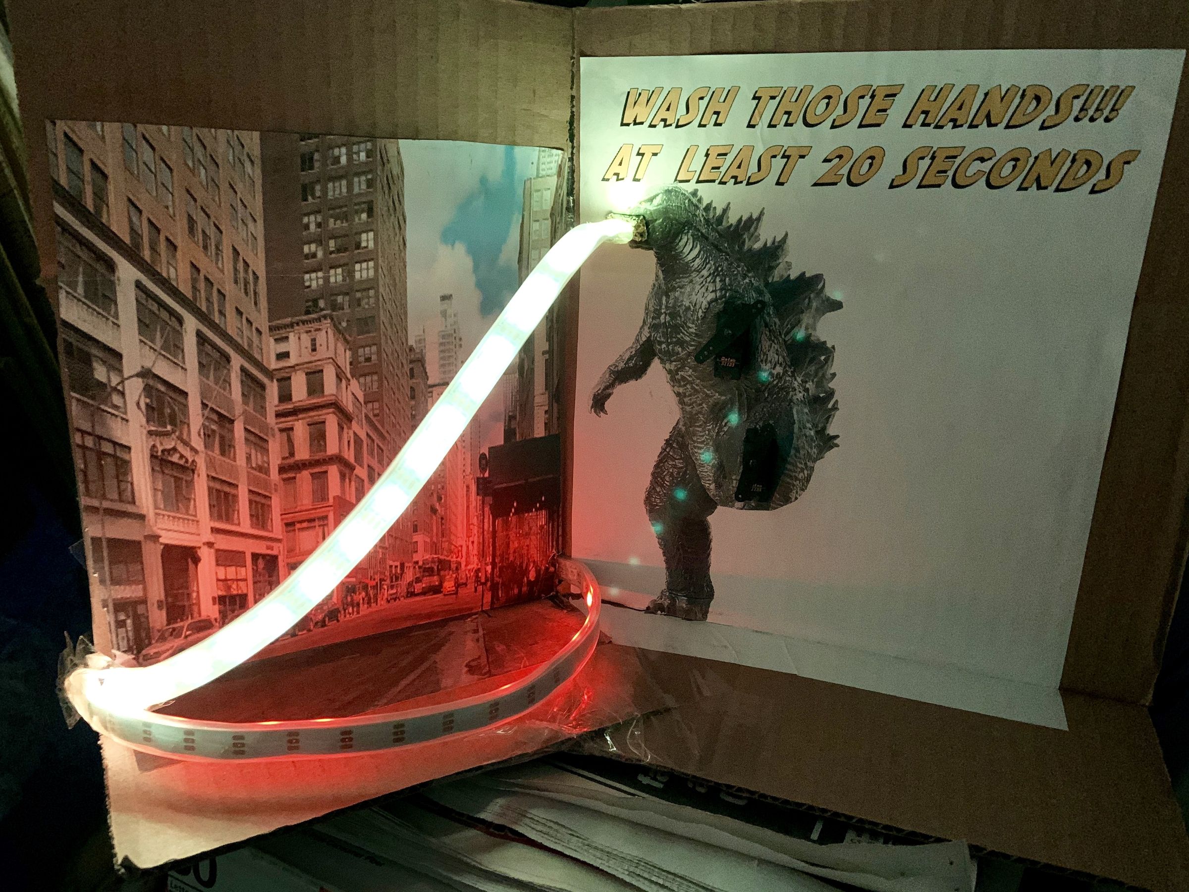Godzilla Monster Light Up Hand Washing Sign : 3 Steps - Instructables