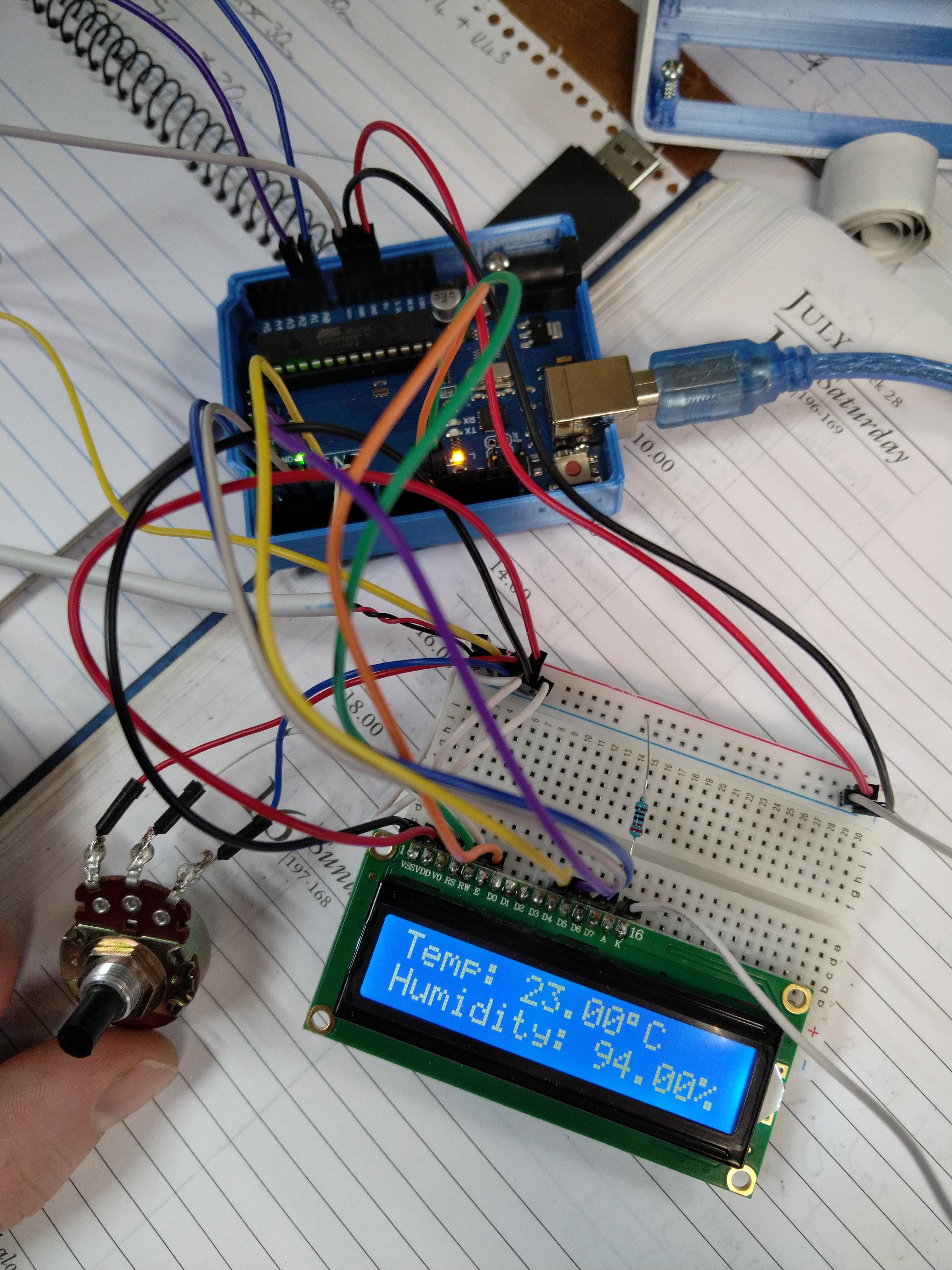 Arduino - Temp and Humidity DHT11 + LCD 1602A - KY-015 Sensor ...