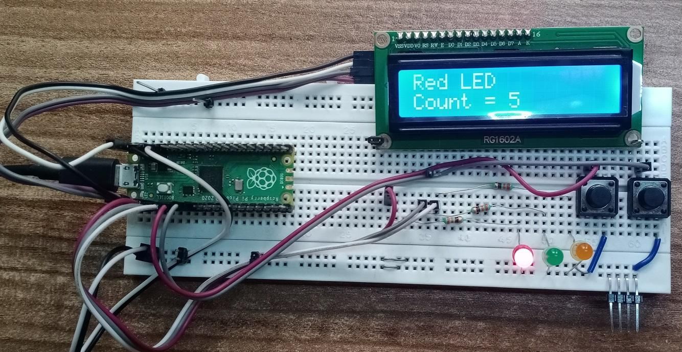 Raspberry Pi Pico – I2C LCD Shield (16x2), LED and Push Button ...