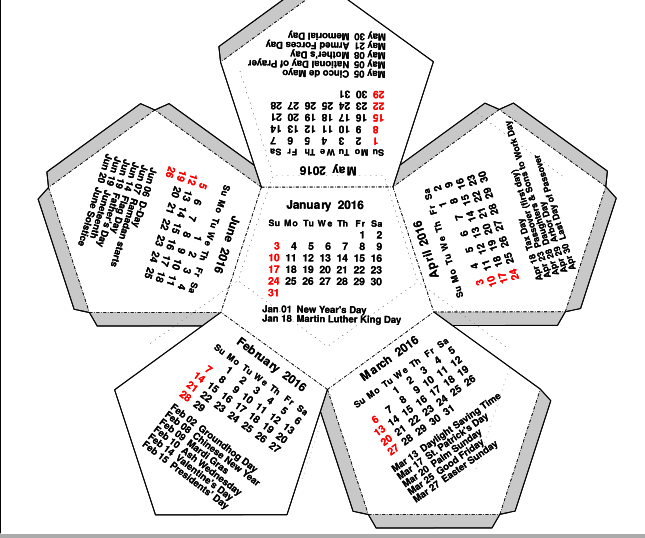 Dodecahedron Calendar - 2 Page - Customizable : 4 Steps (with Pictures ...