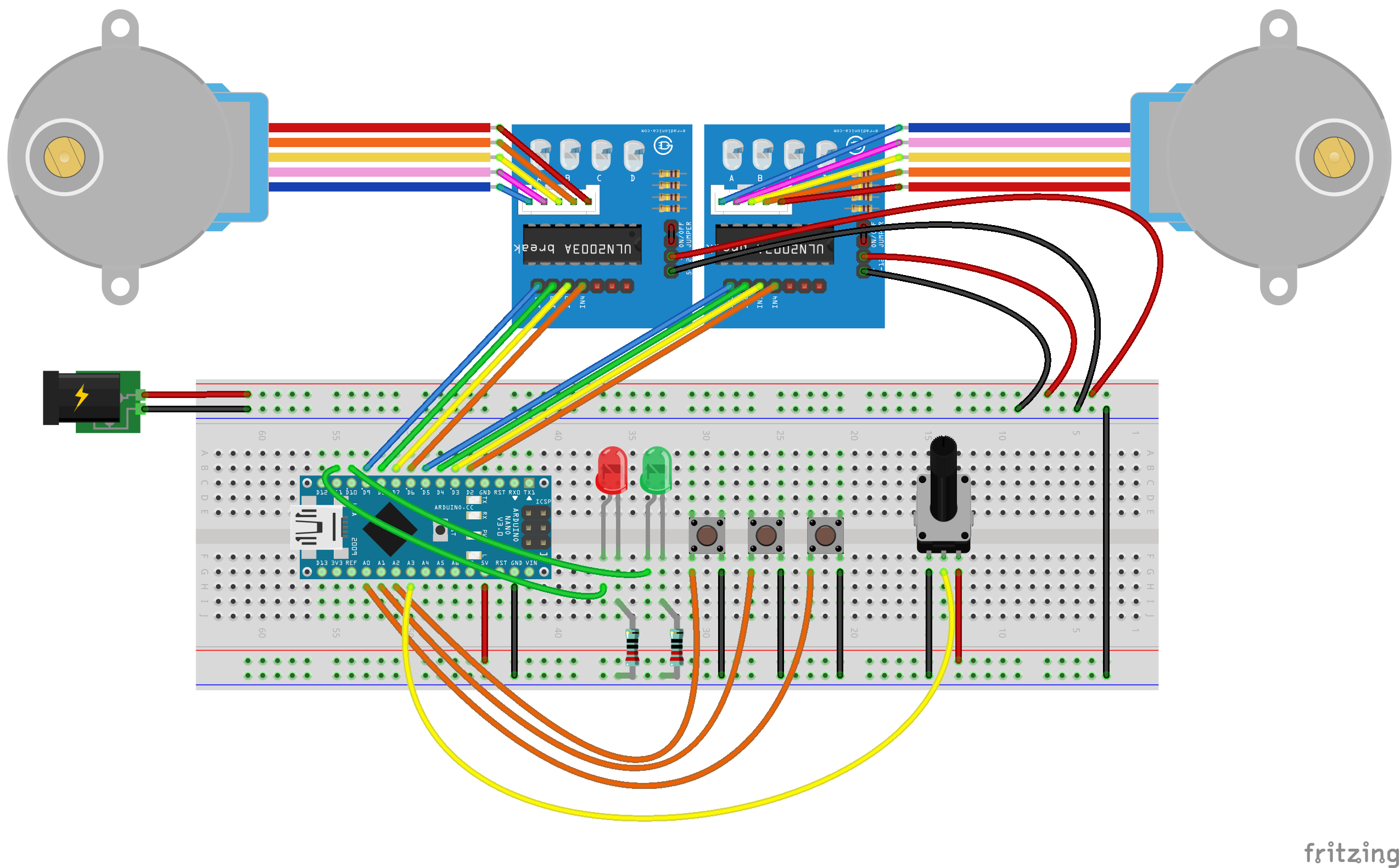 Synchronized 2-Axis Motion With Variable Speed (Arduino + LEDs + 28BYJ ...