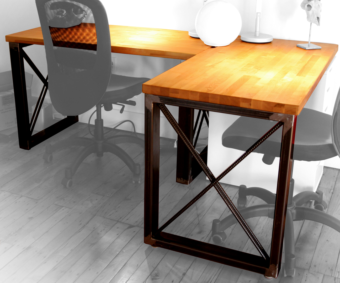Industrial Steel Frame & Butcherblock Wood Desk : 11 Steps (with ...