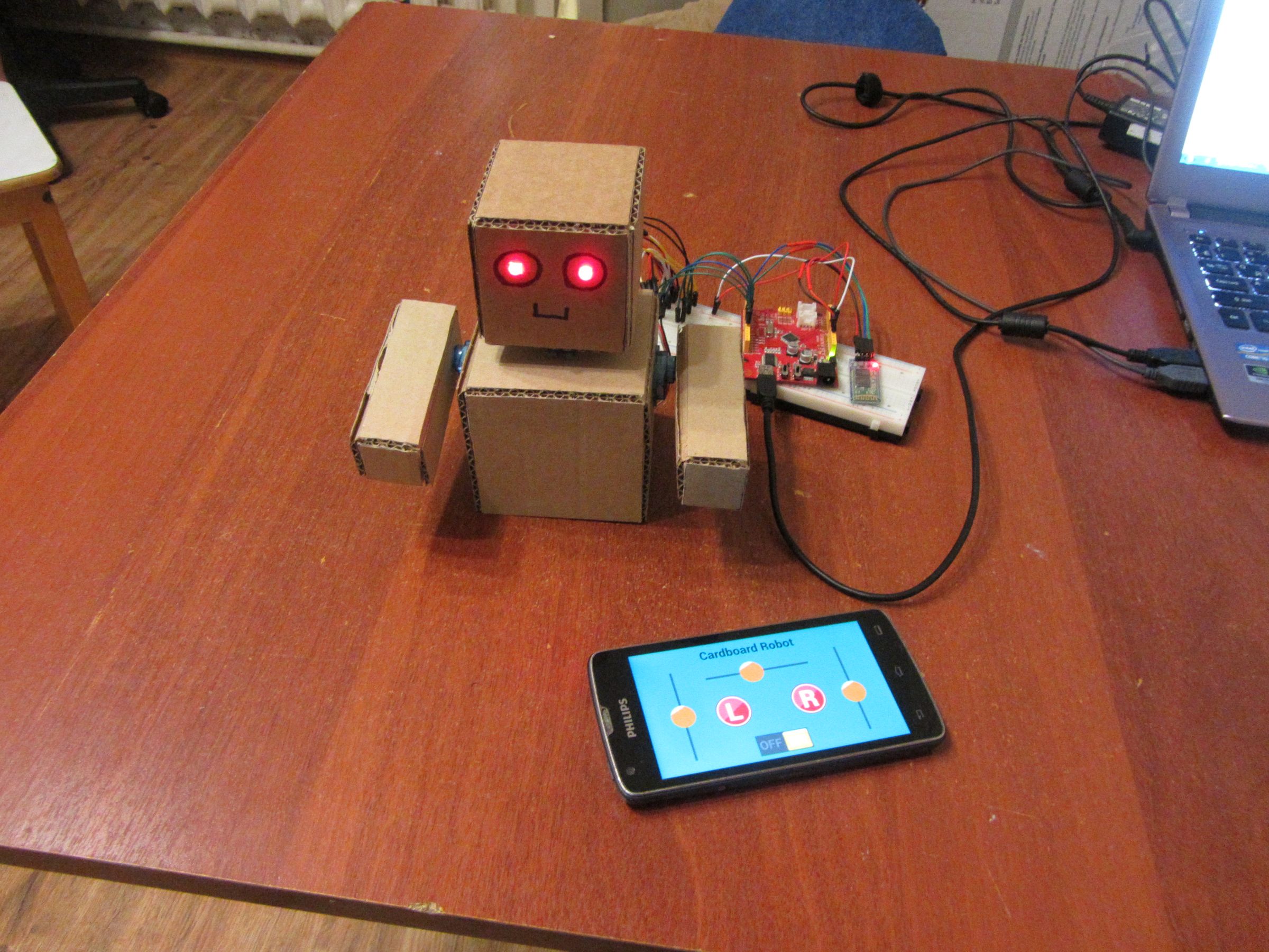 Arduino Cardboard Robot Is Controlled From Smartphone Via Bluetooth : 5 ...