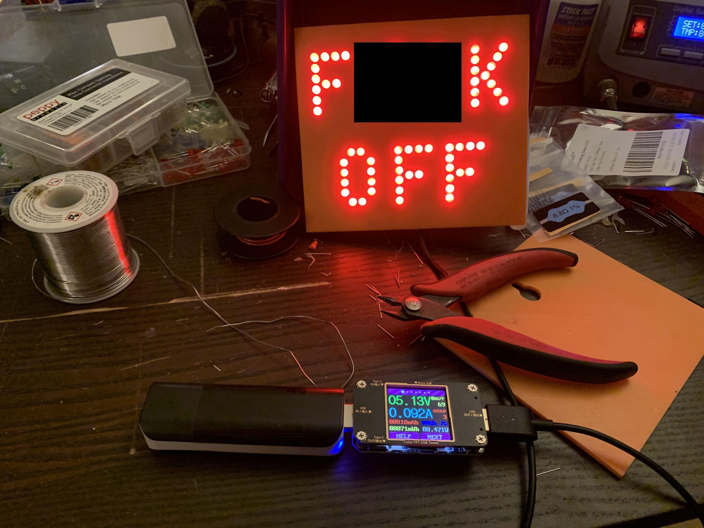 "F**K OFF" DIY Pixelated USB Powered LED Signs : 3 Steps - Instructables