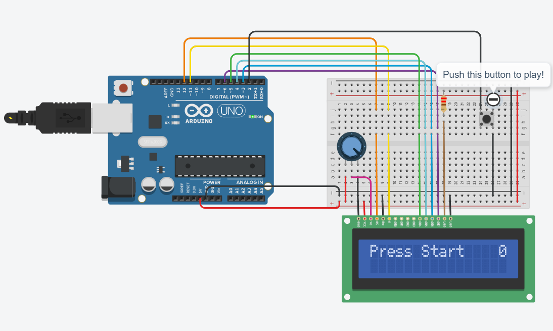 Arduino LCD Game on TinkerCad Circuits : 5 Steps (with Pictures ...