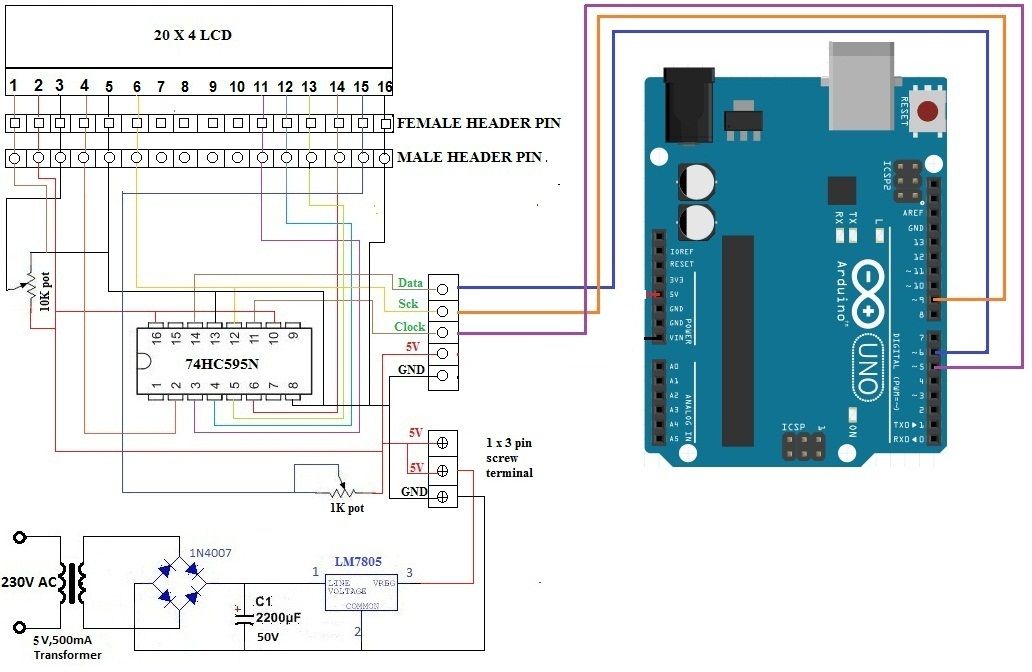 Interfacing 20x4 LCD to Arduino Using Only 3 Pins : 9 Steps (with ...