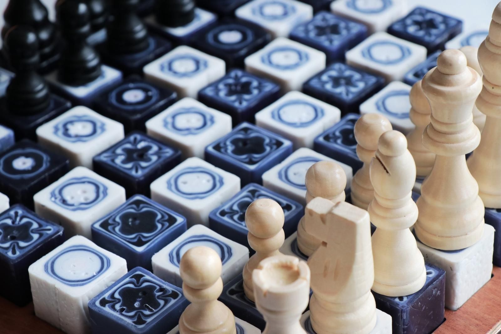Chessboard With Unique Plastic Flow Patterns Made From Recycled Plastic ...