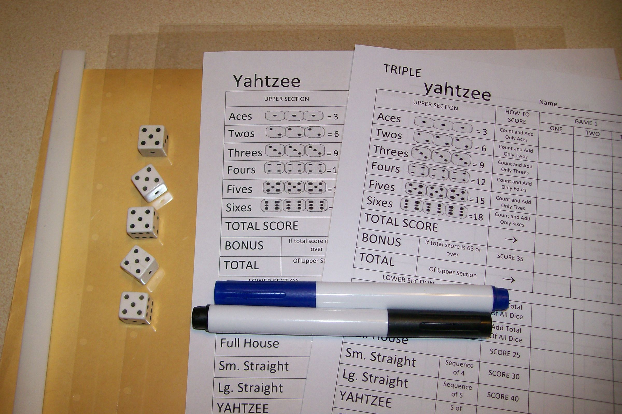 Reusable YAHTZEE Score Sheet : 6 Steps - Instructables