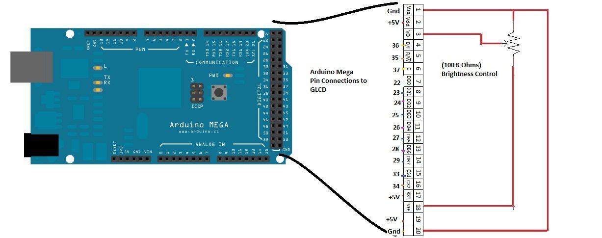 Interface Graphical LCD Ks0108 With Arduino : 12 Steps - Instructables
