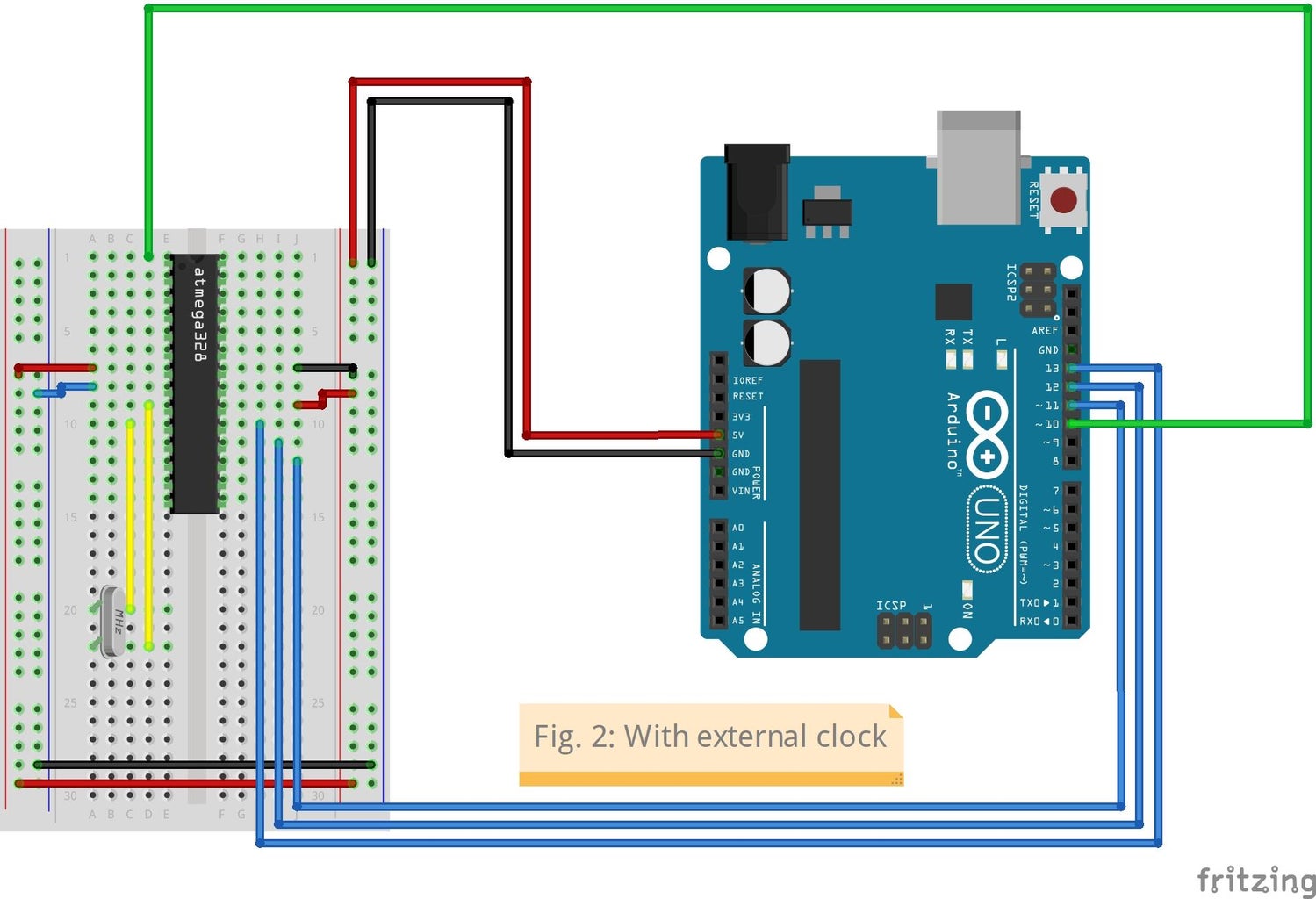 Programming Atmega328p To Use Internal Clock From External Clock With Arduino As Isp 3 Steps