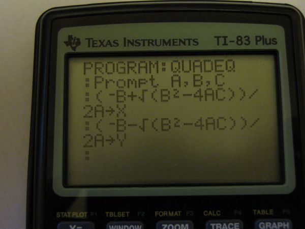 Quadratic Formula for the TI-83 and 84 : 4 Steps - Instructables