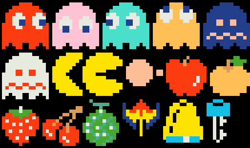 Pacman Ghost Pixel Art Template