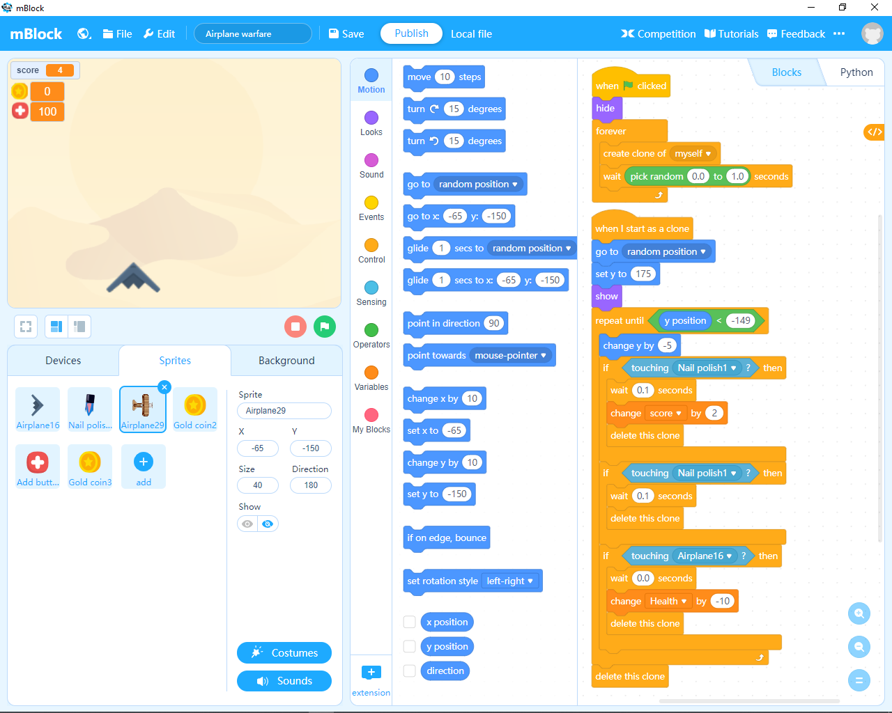 Airplane Warfare Game in MBlock : 8 Steps - Instructables
