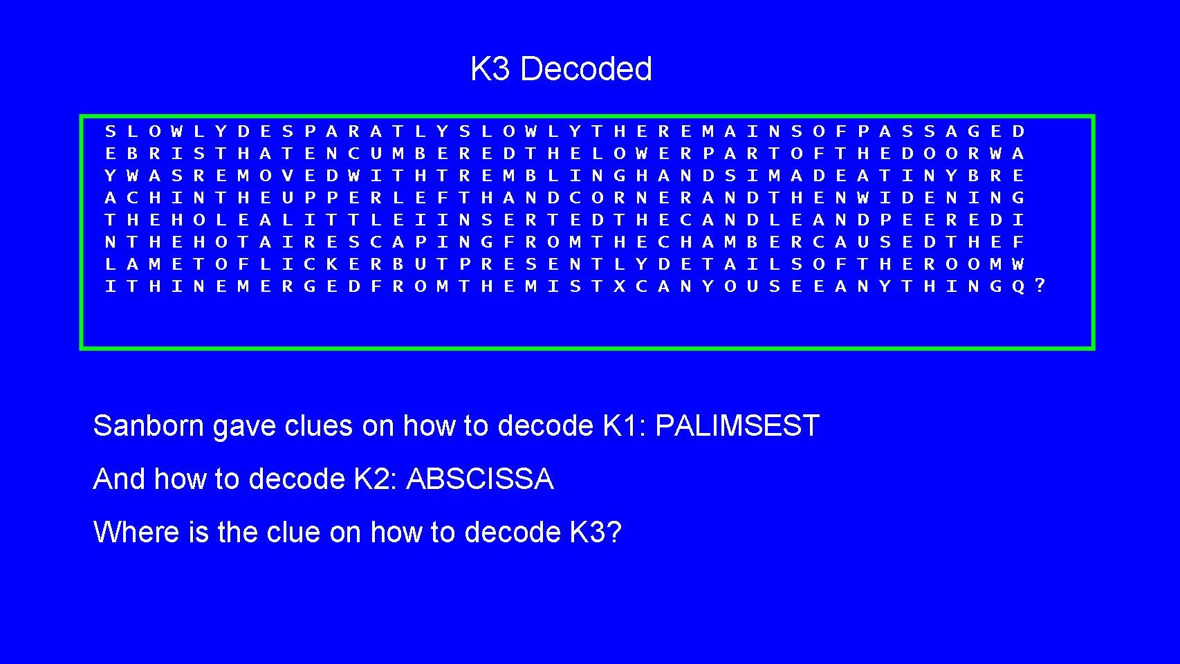 HOW TO SOLVE SANBORN'S KRYPTOS: Part 7 - K3 and 'YAR' : 9 Steps ...