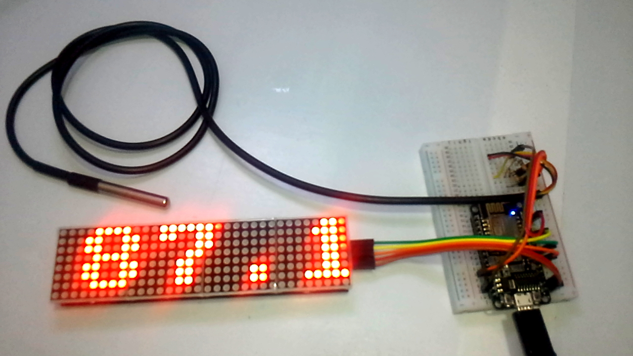 Matrix Led X4 MAX7219 + ESP8266 12E + Sensor DS18b20 (Temperature) : 6 Steps - Instructables