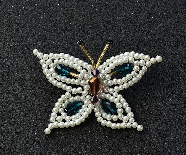How to Make Elegant Pearl and Drop Glass Beads Butterfly Brooch : 7 ...