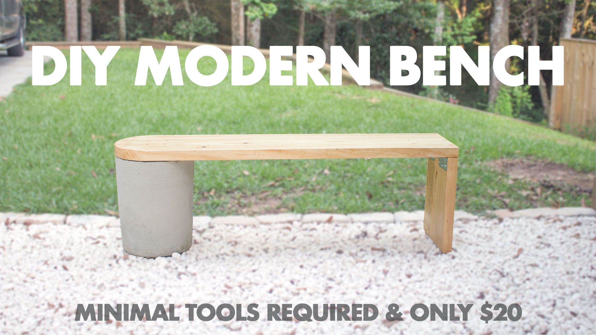 $20 DIY Modern Concrete and 2x12 Wood Bench- Very Easy to Make : 8 ...