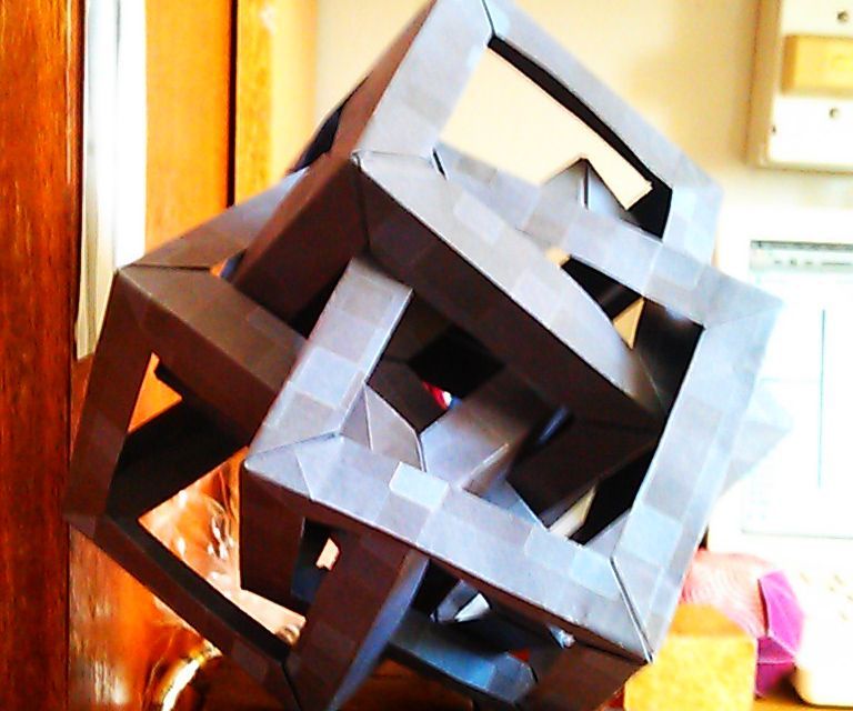 Origami Sculpture Puzzle: 4 Intersecting Cubes : 5 Steps (with Pictures ...